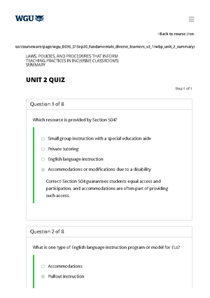 D096 Unit 3 quiz - Study materials - - Studocu