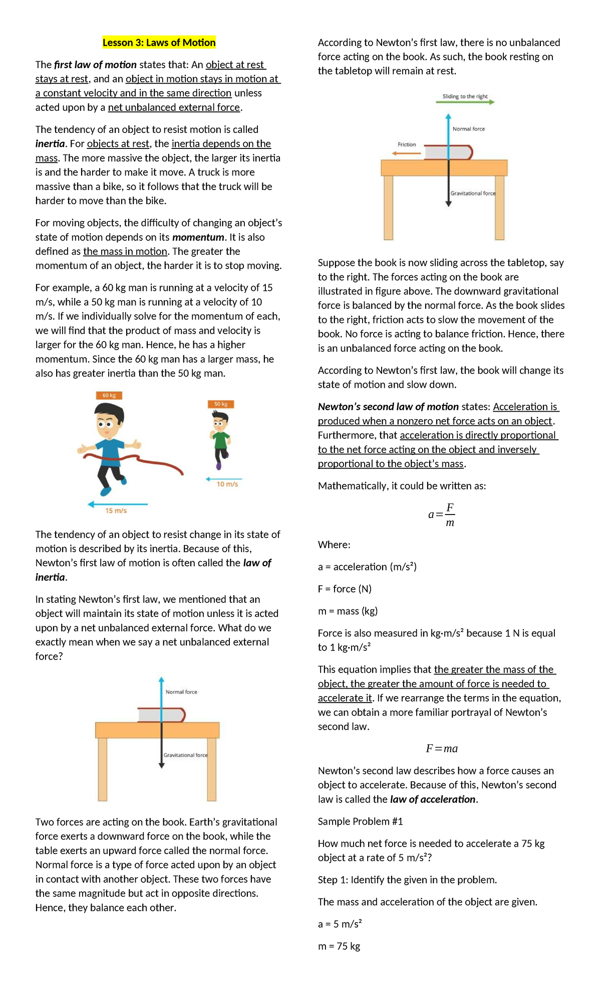 Lesson 3: Laws of Motion and Uniform Circular Motion (Physics 101 ...
