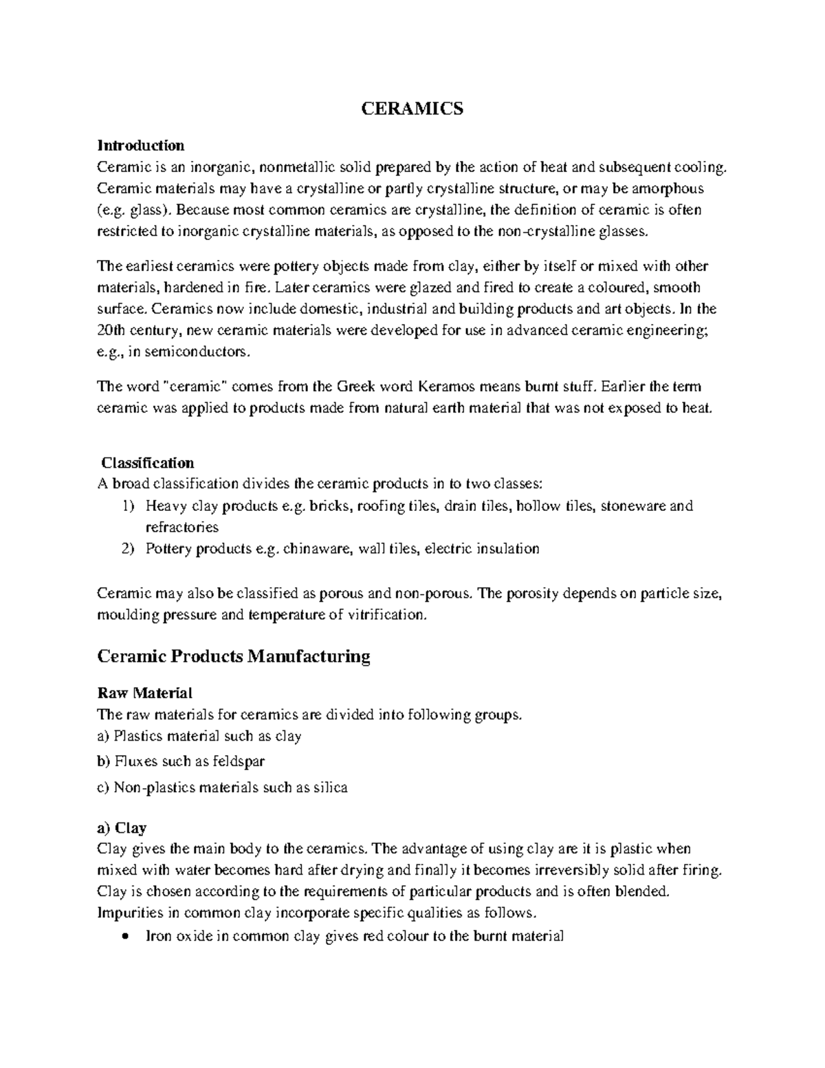 Ceramics 101: Comprehensive Notes for Engineering Materials - Studocu