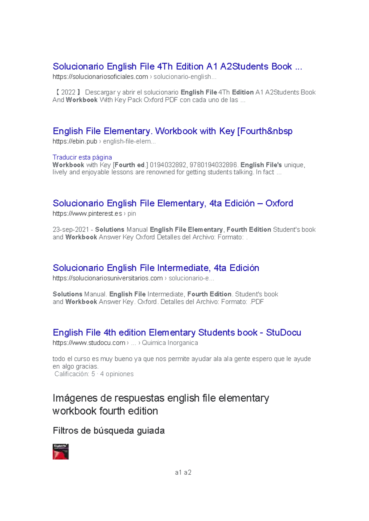 584101058 Solucionario English File 4th Ed. A1 A2 Student's Book - Studocu