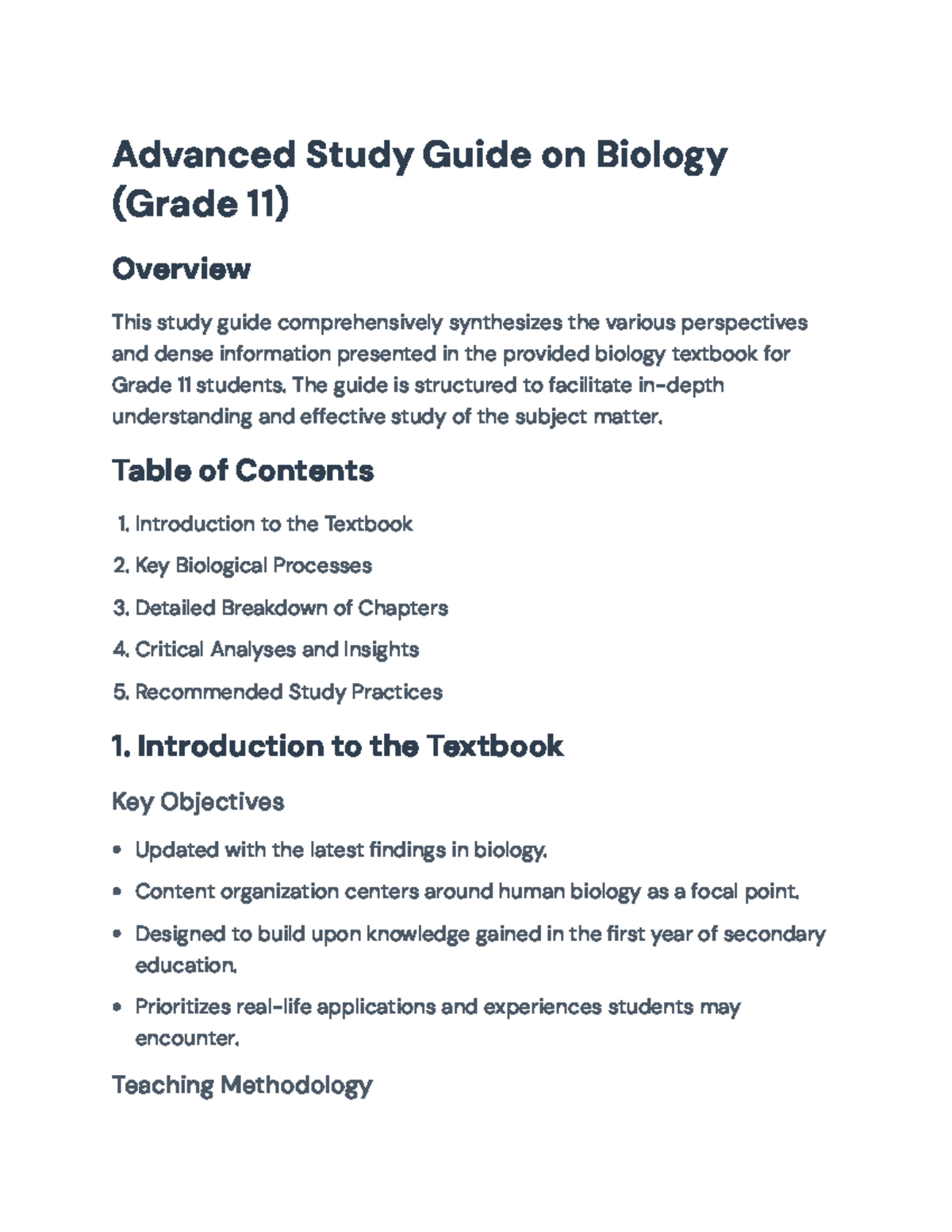 Grade 11 Biology Advanced Study Guide: Key Concepts & Exam Prep ...