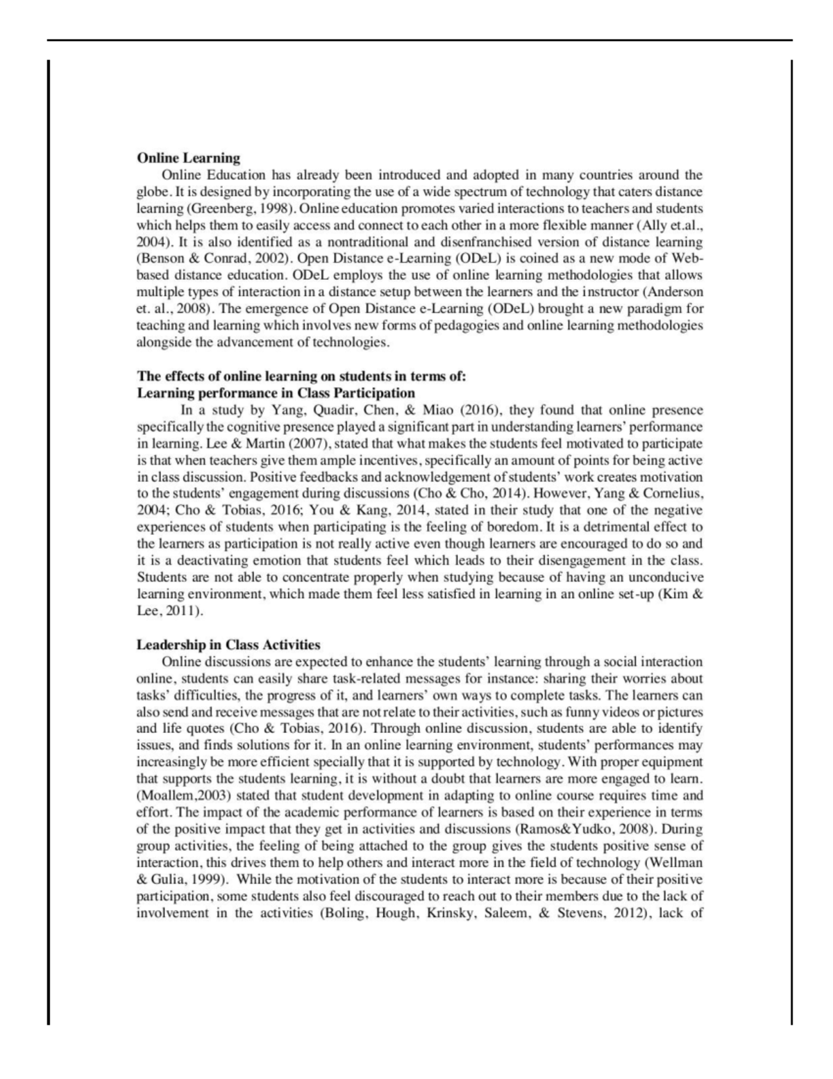 RRL-Sample - CC14 - Online Learning Online Education has already been ...