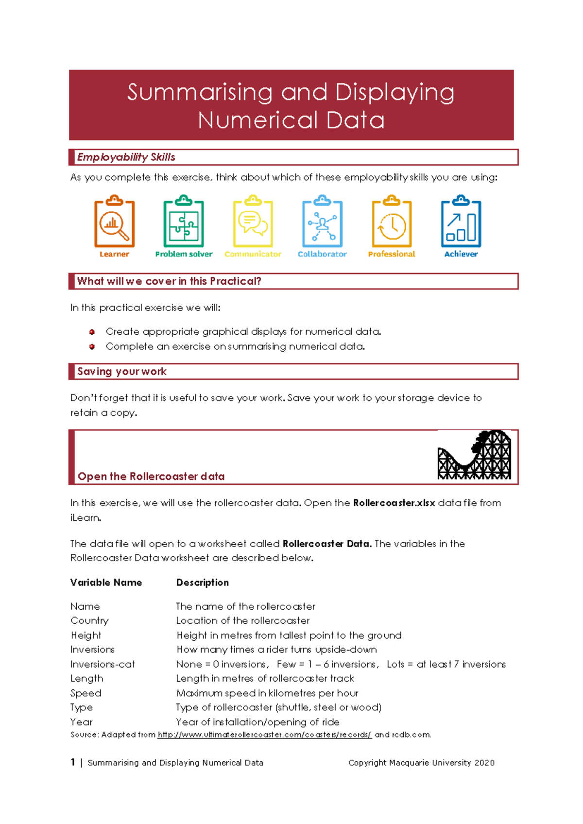 Prac Week 3 - compulsory activity instructions for week 3 - Summarising ...
