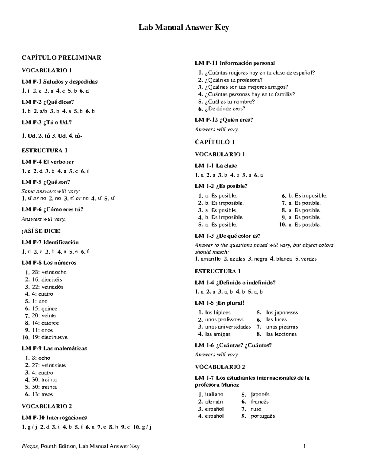 2020-Spanish 2(SPAN1102)-Lab Manual Answer Key Overview - Studocu