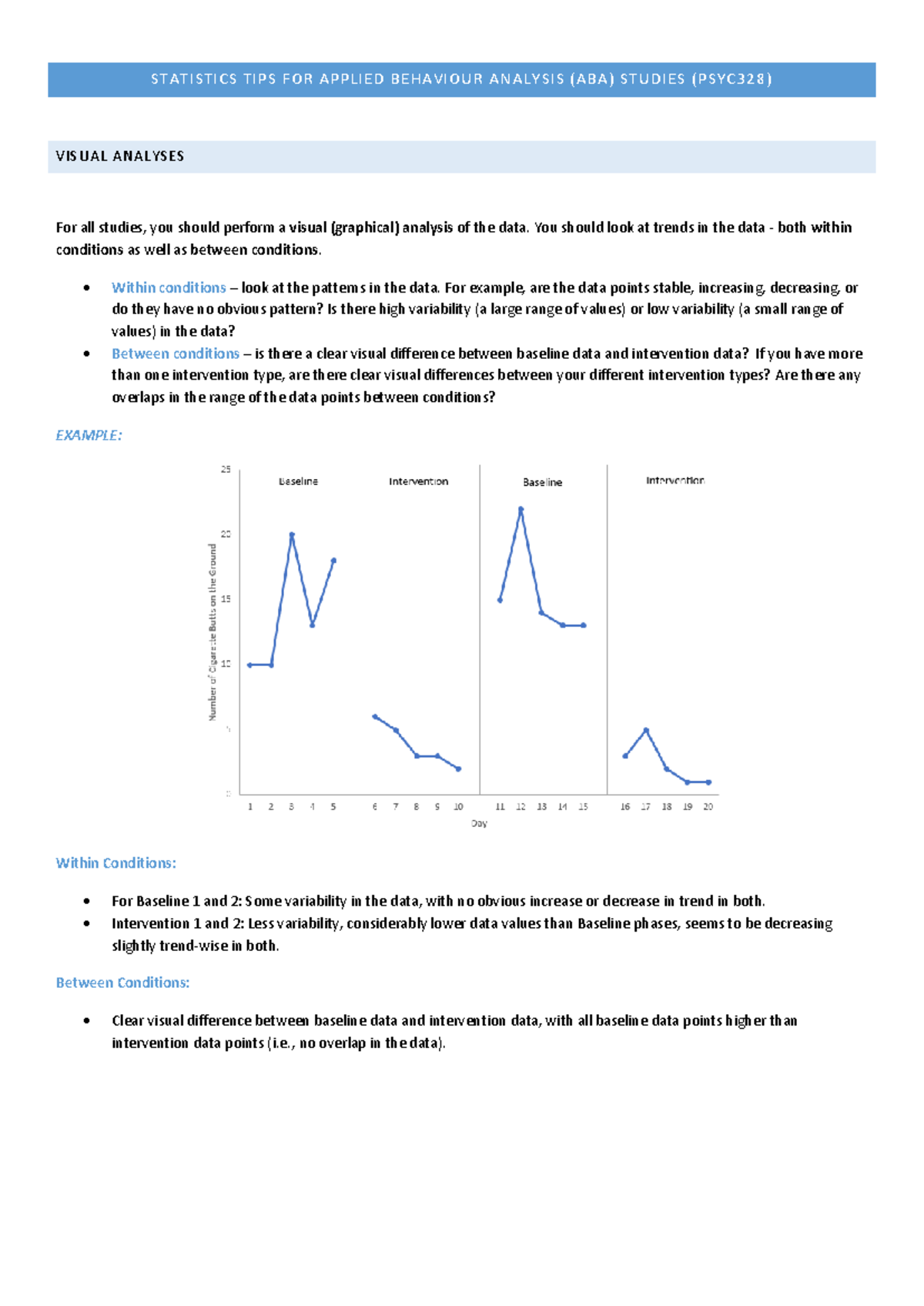 STATISTICS TIPS FOR ABA STUDIES (PSYC328): VISUAL ANALYSES - Studocu