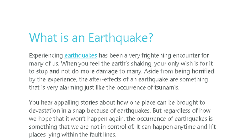 Earthquakes: Causes, Effects, and Measurement Insights - Studocu