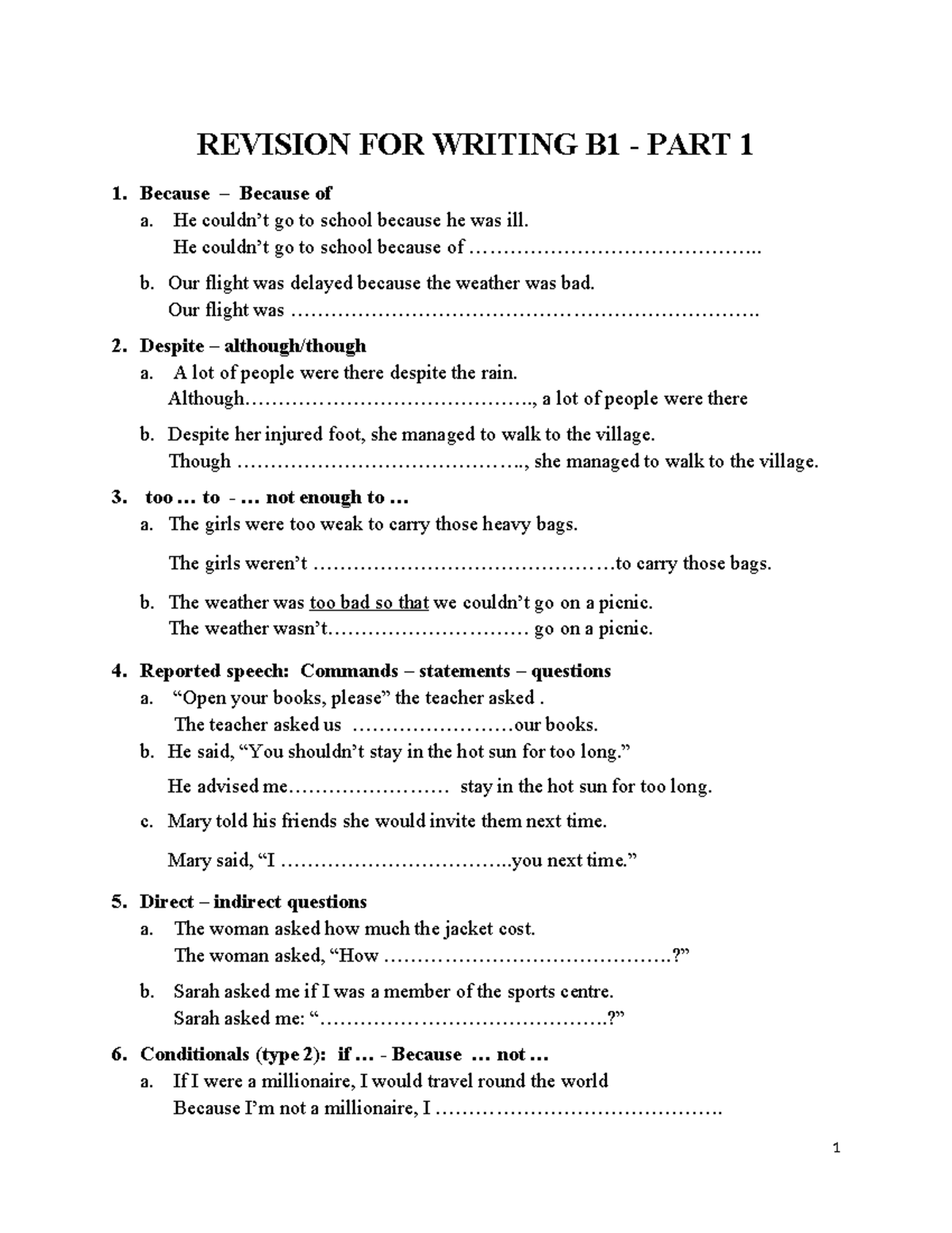 Writing B1 Revision Notes: Part 1 (NEW 2025) - Studocu