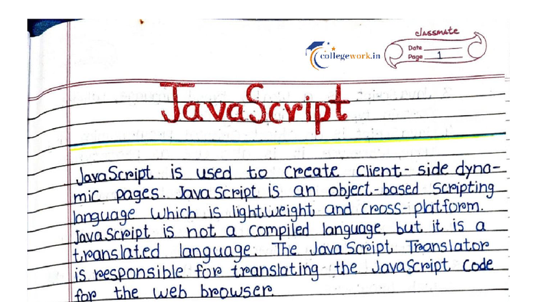 JavaScript Overview and Features - CS101 Lecture Notes - Studocu