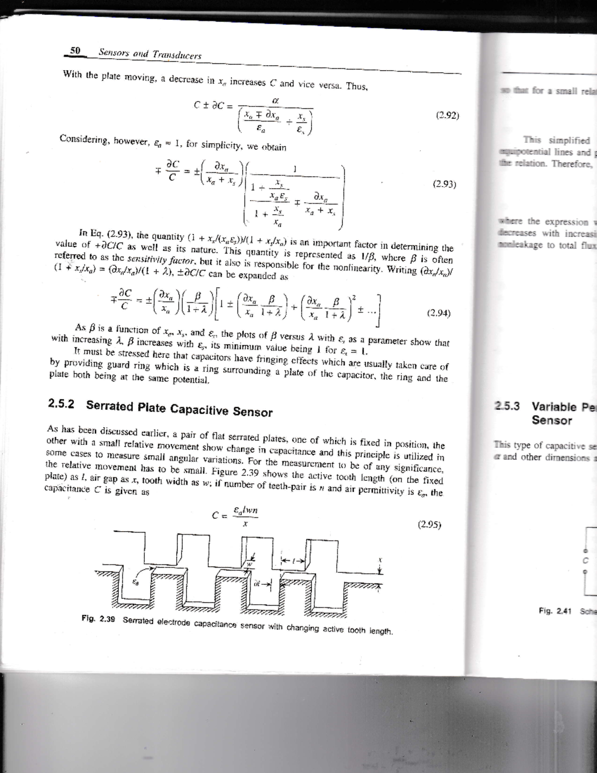 Capacitive sensors - 50 Sensors and Transclucers With the plate moving, a decrease in xo ...