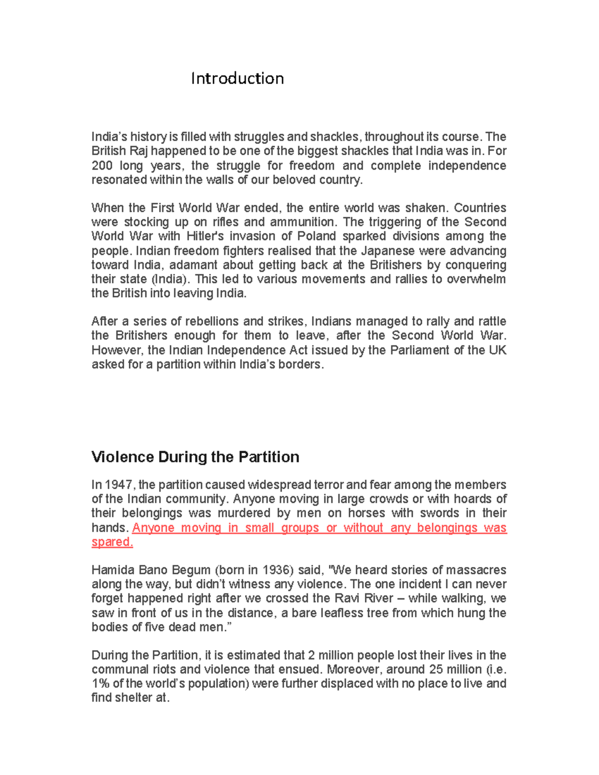 India-Pakistan Partition: Historical Struggles and Consequences - Studocu