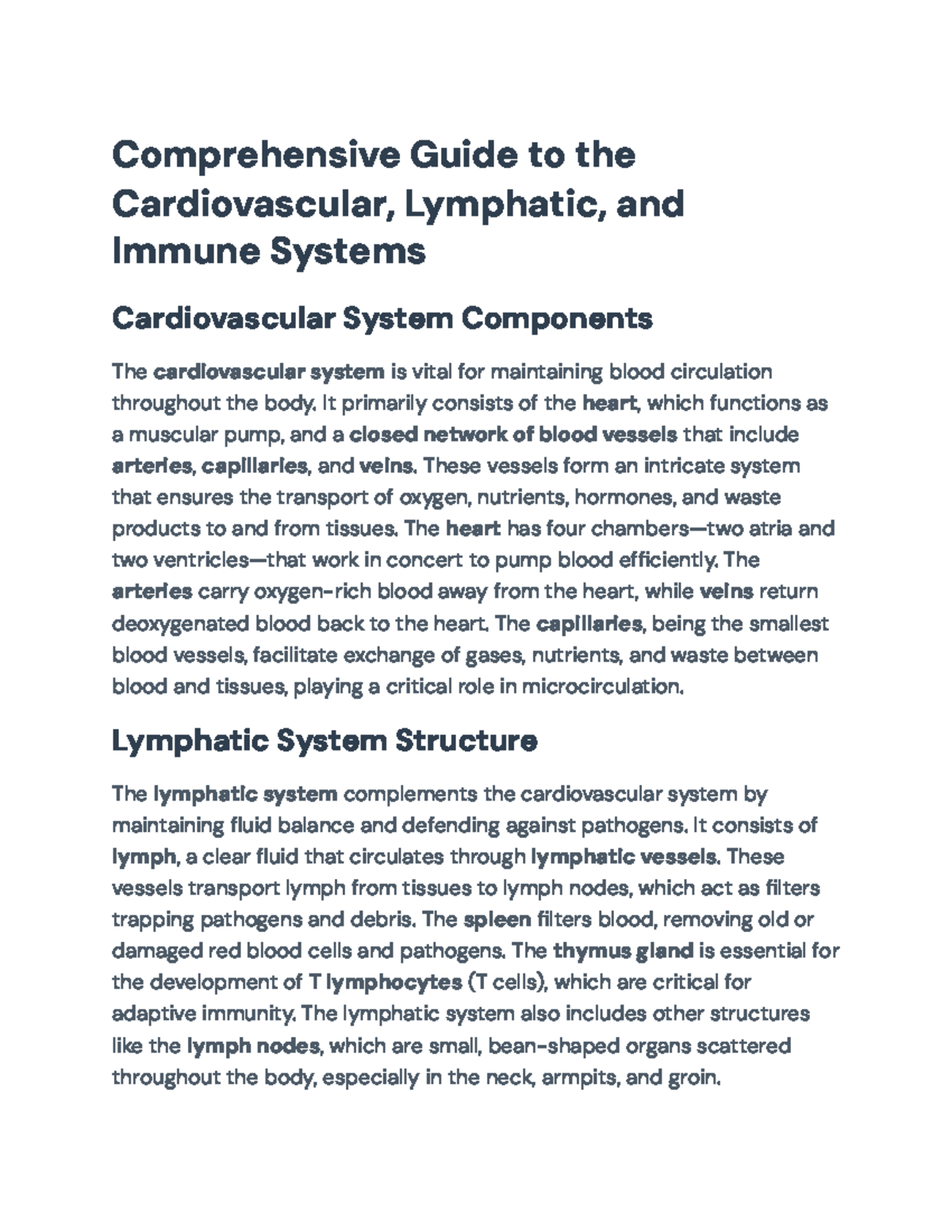 Comprehensive Guide to Cardiovascular, Lymphatic & Immune Systems - Studocu
