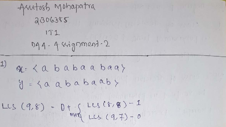 Asutosh DAA Assignment 2: Analysis of Decision Problems - Studocu