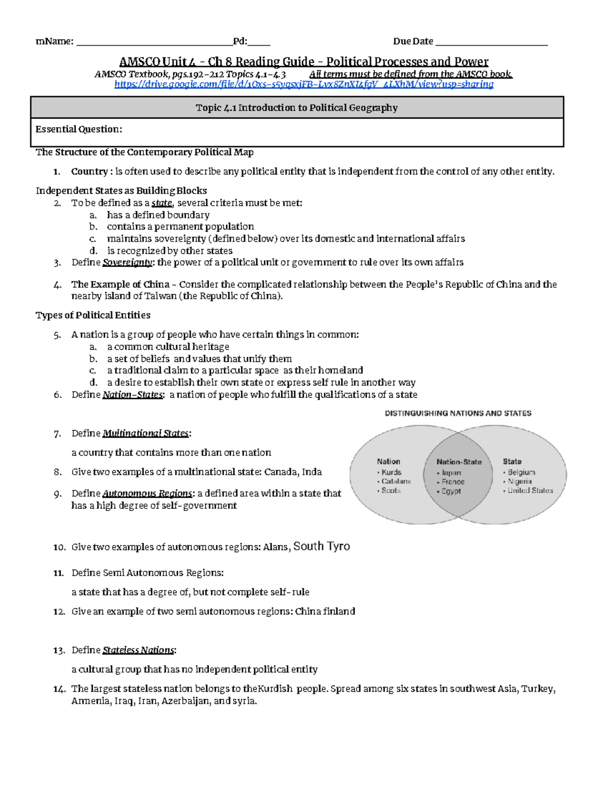 Amsco Unit 4 - Ch 8 - Google Docs - mName: __________________Pd: Due ...