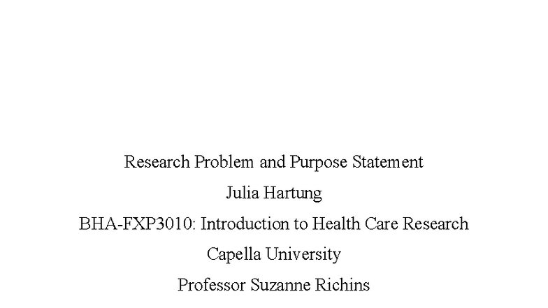 Research Problem & Purpose Statement: Mediastinitis in CABG Patients ...