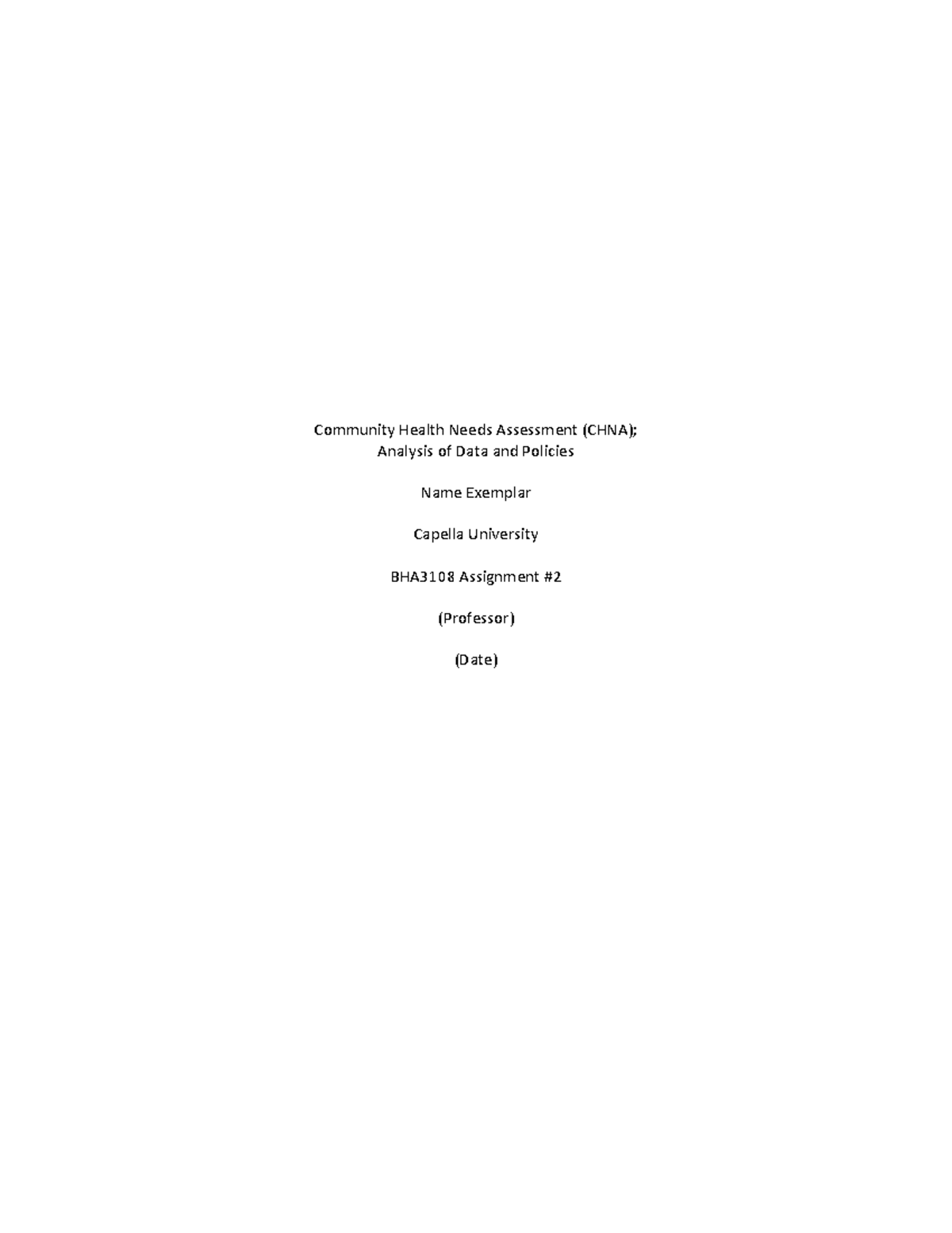 BHA3108 Community Health Needs Assessment: Top 3 Priorities & Policies ...