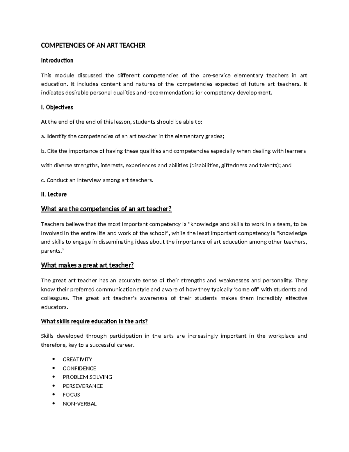 Competencies of an Art Teacher: Essential Skills for Future Educators ...