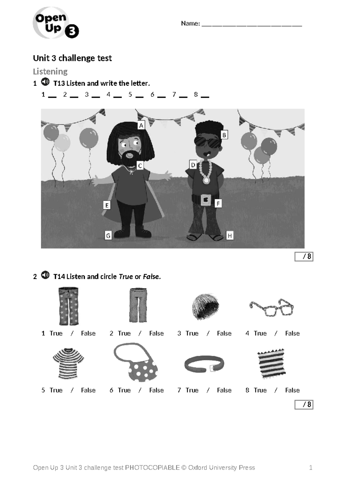 Open Up 3 Unit 3 Challenge Test Listening & Speaking Activities - Studocu