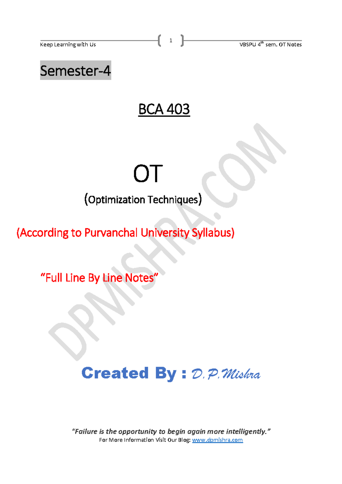 Optimization Techniques(OT) Notes for BCA 4th sem Based on Purvanchal ...
