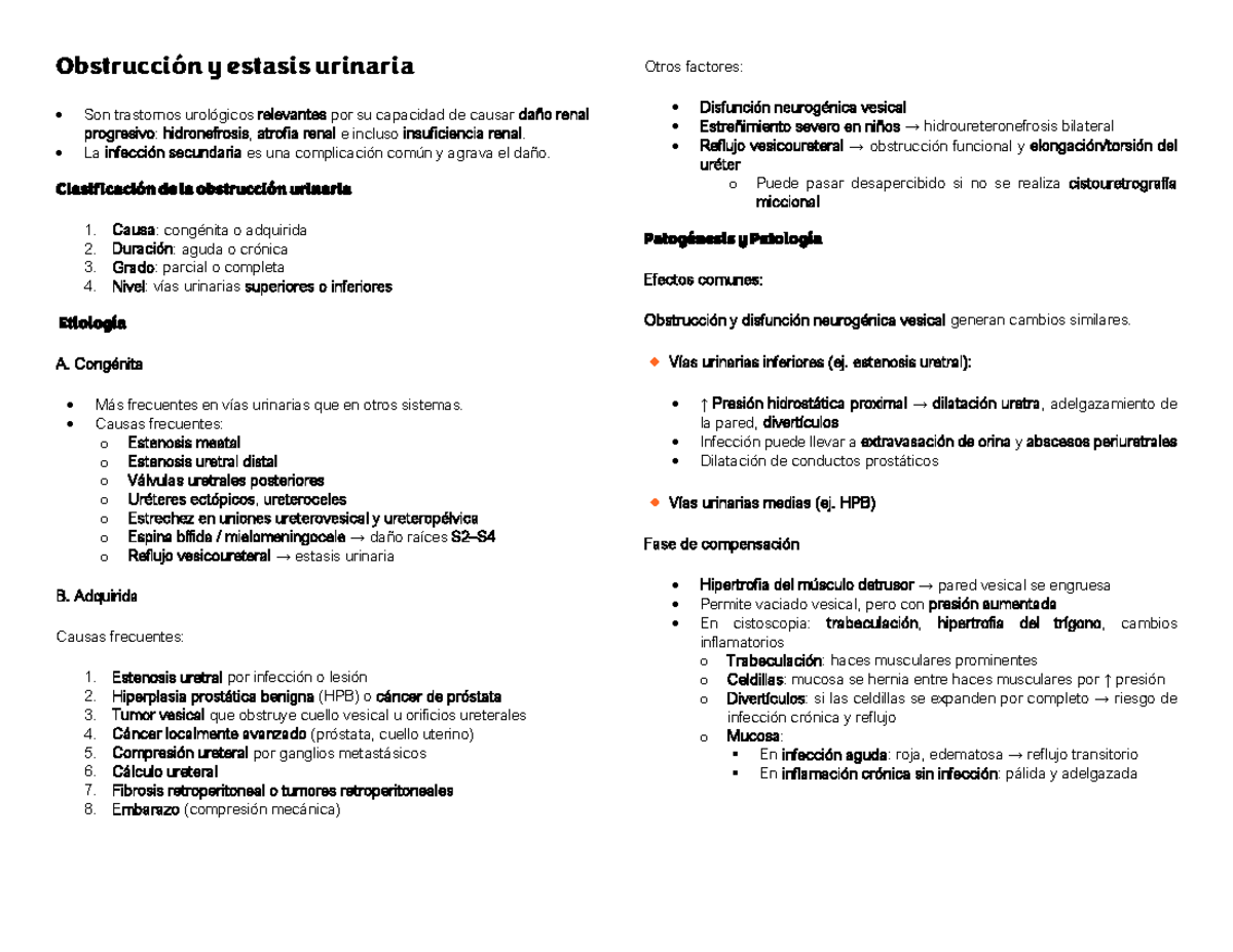 Cap. 12: Obstrucción y Estasis Urinaria - Trastornos Urológicos ...