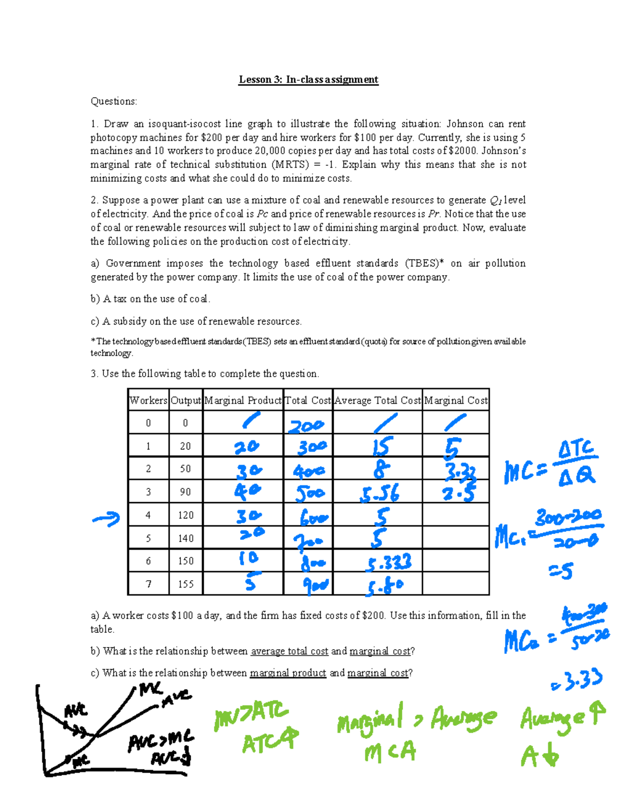 Green Economics ECO 101 Week 3 In-Class Assignment Analysis - Studocu