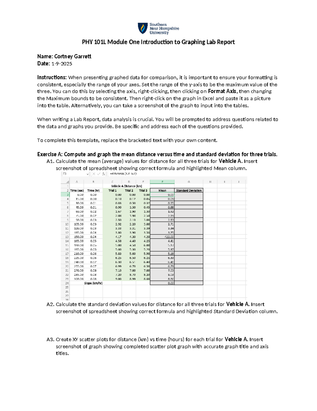 PHY 101L Module One Graphing Lab Report Overview and Analysis - Studocu