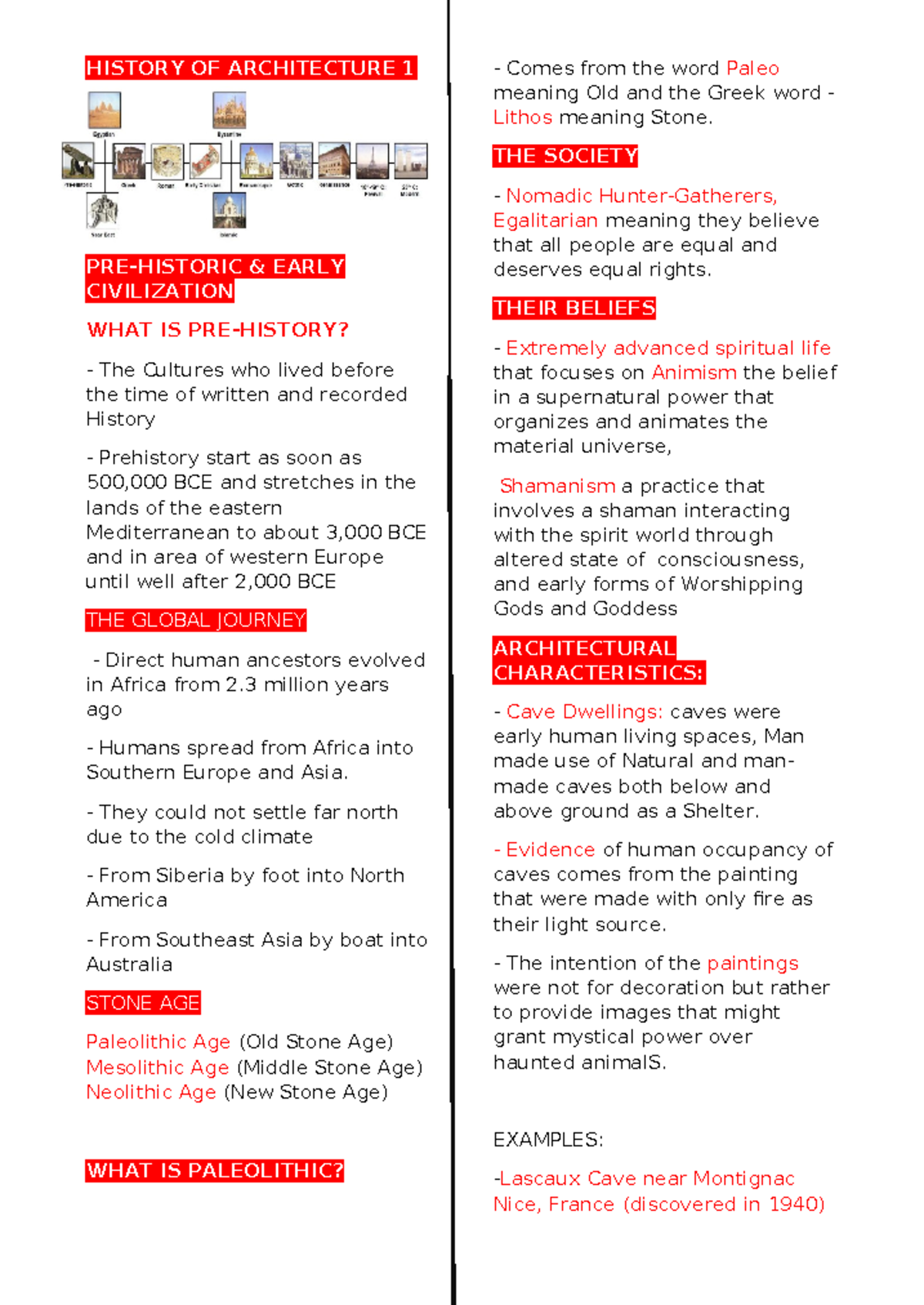 HISTORY OF ARCHITECTURE 1: Prehistoric & Early Civilizations Notes ...