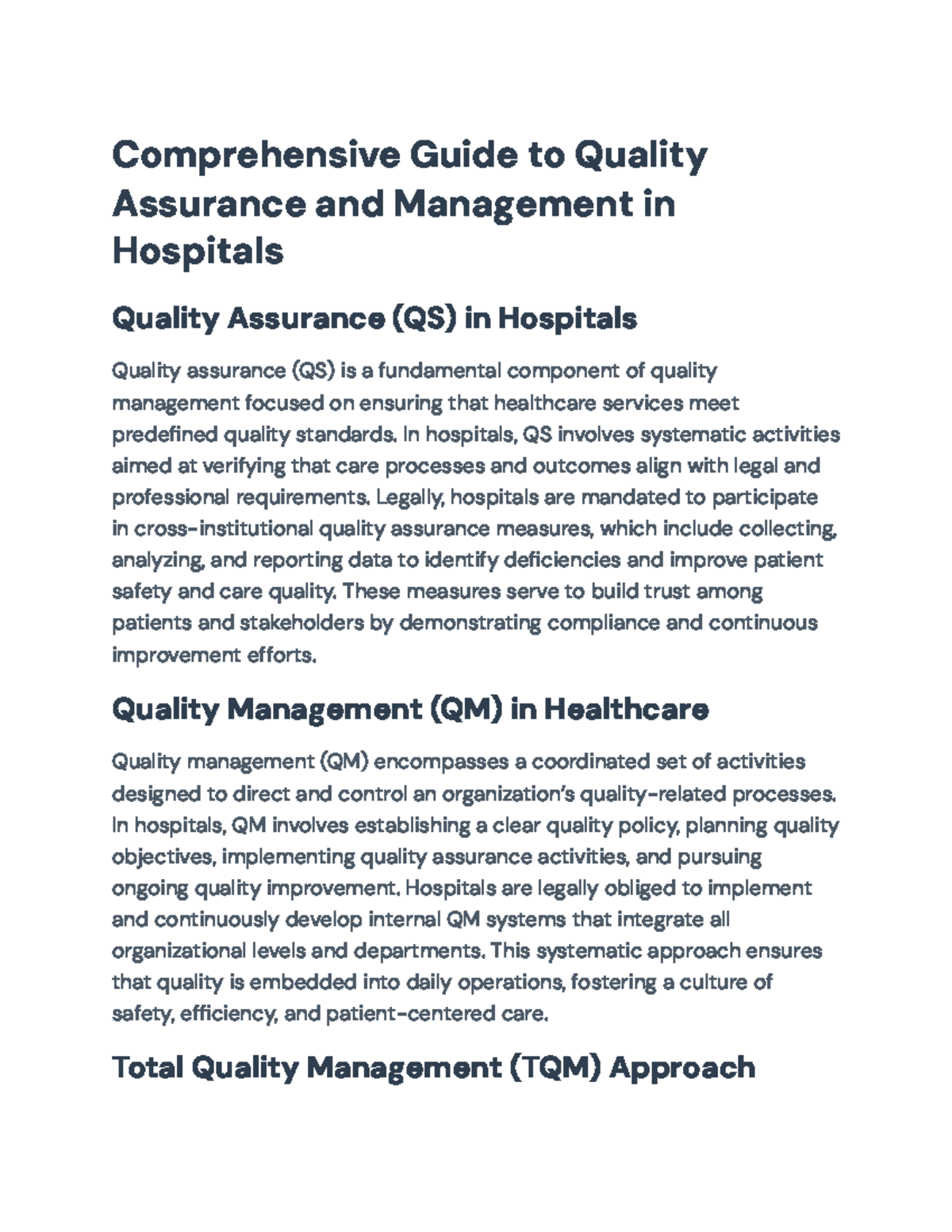 Comprehensive Guide to Quality Management in Healthcare (SGB V & ISO ...