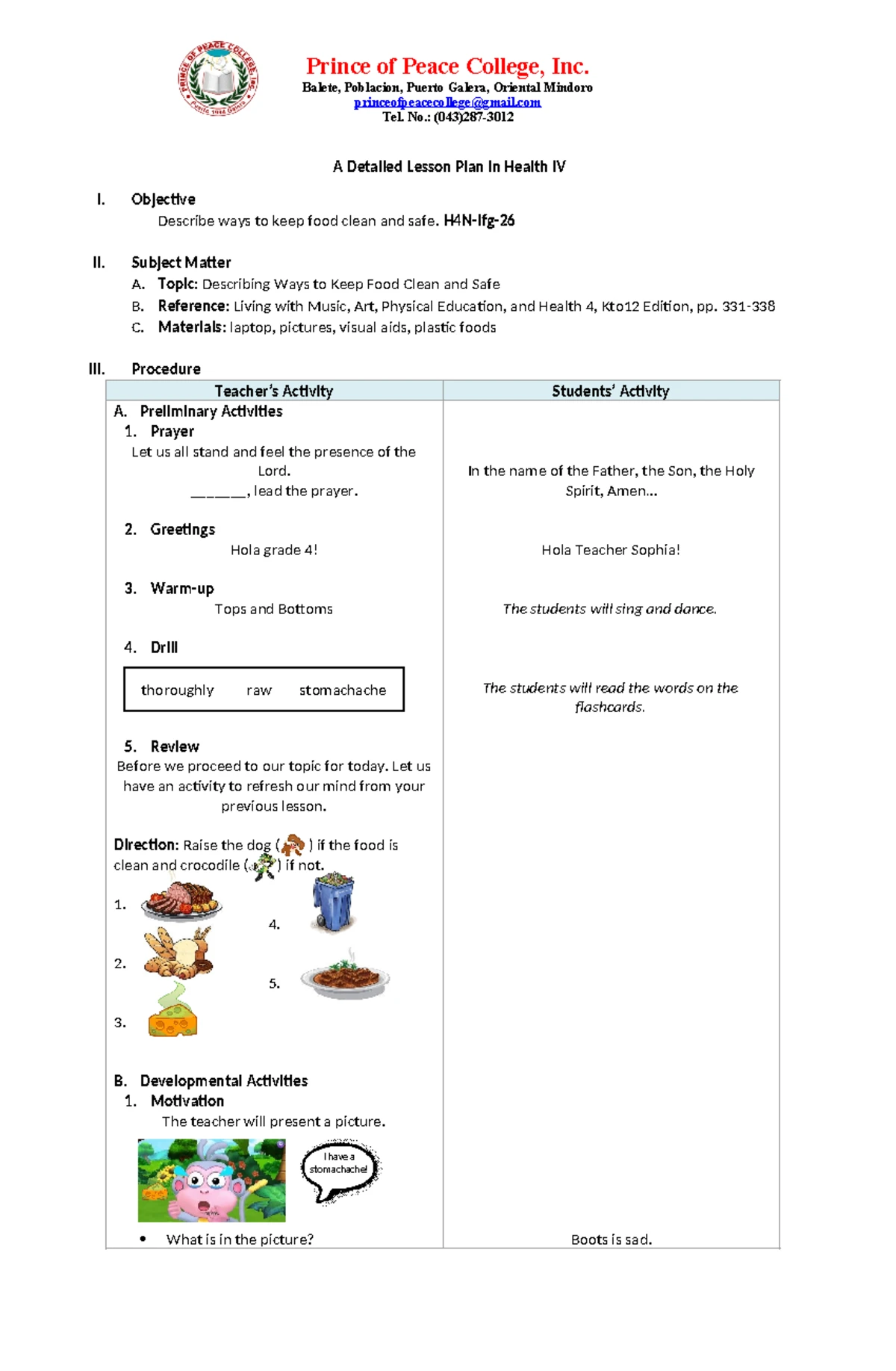 English 2 Lesson Plan: Recognizing Action Words (EN2G-IIIg) - Studocu