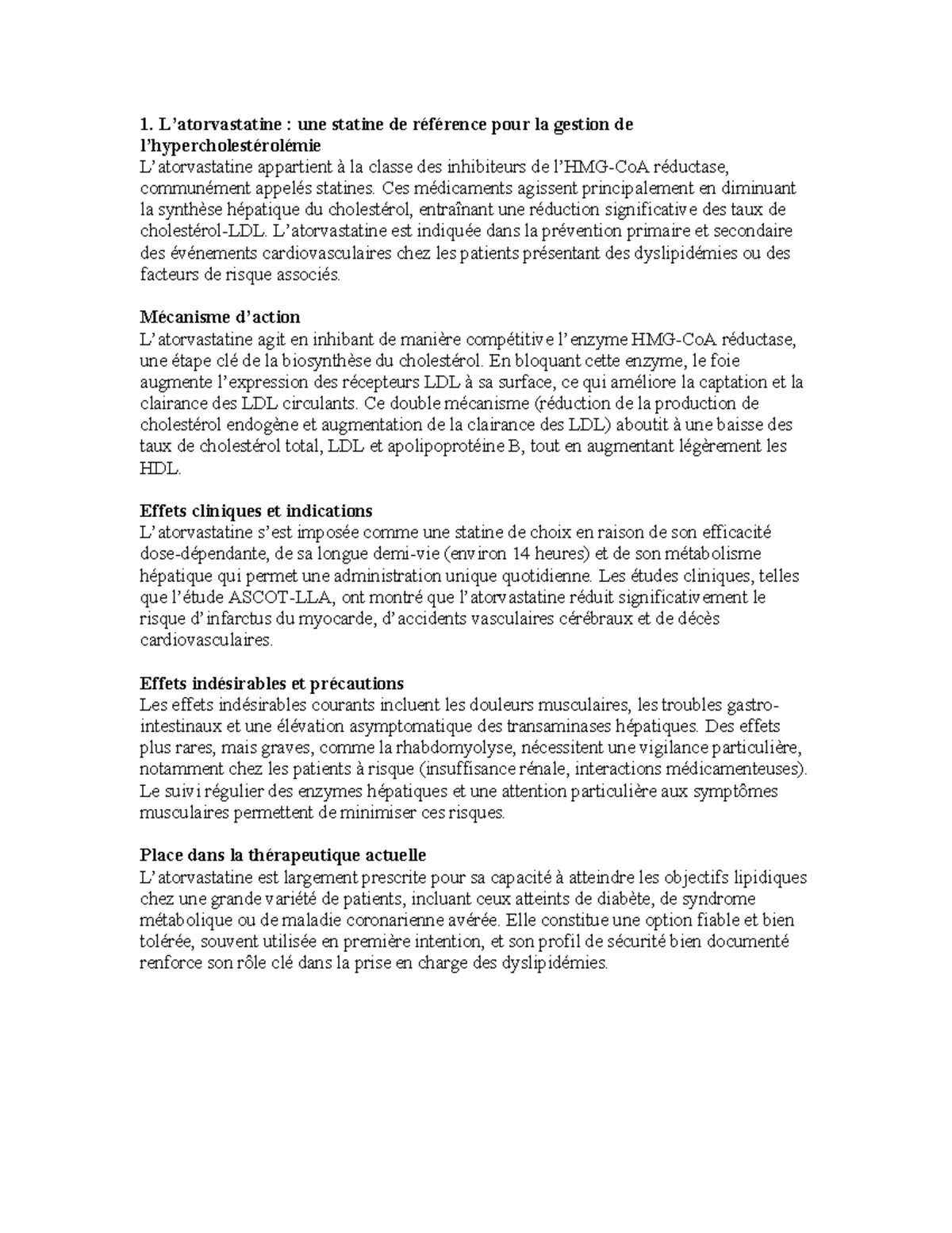 Doc 1 - jki uyfuy i o - L’atorvastatine : une statine de référence pour ...