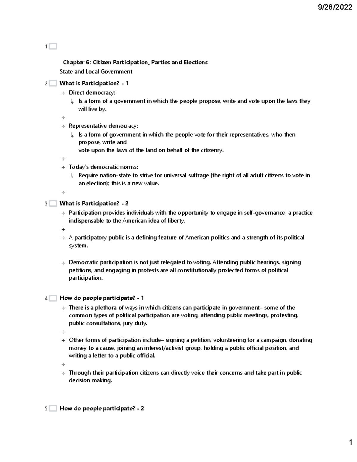 Ch6 pdf outline - Chapter 6: Citizen Participation, Parties and ...