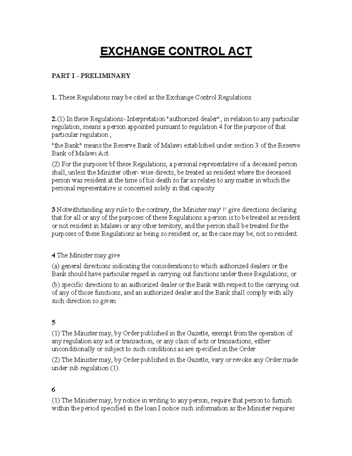Exchange Control Act & Regulations: Part I Overview - Studocu