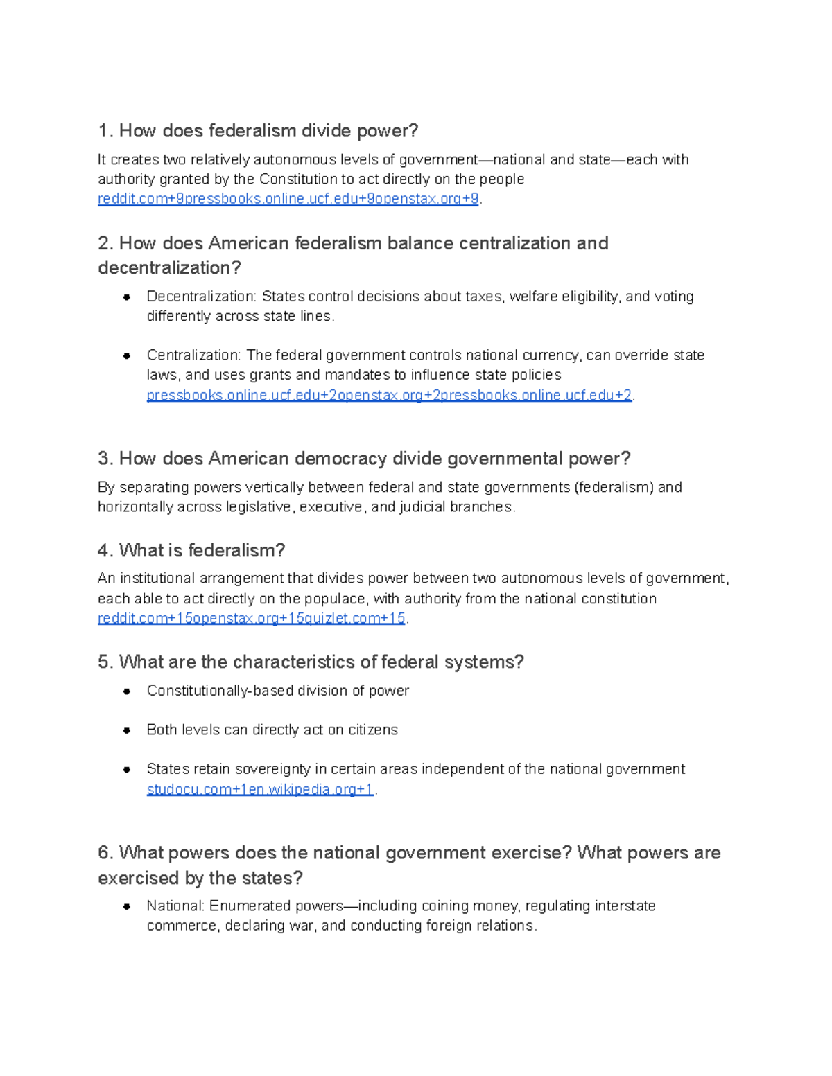 Overview of Federalism: Power Distribution in the U.S. Government (POL ...