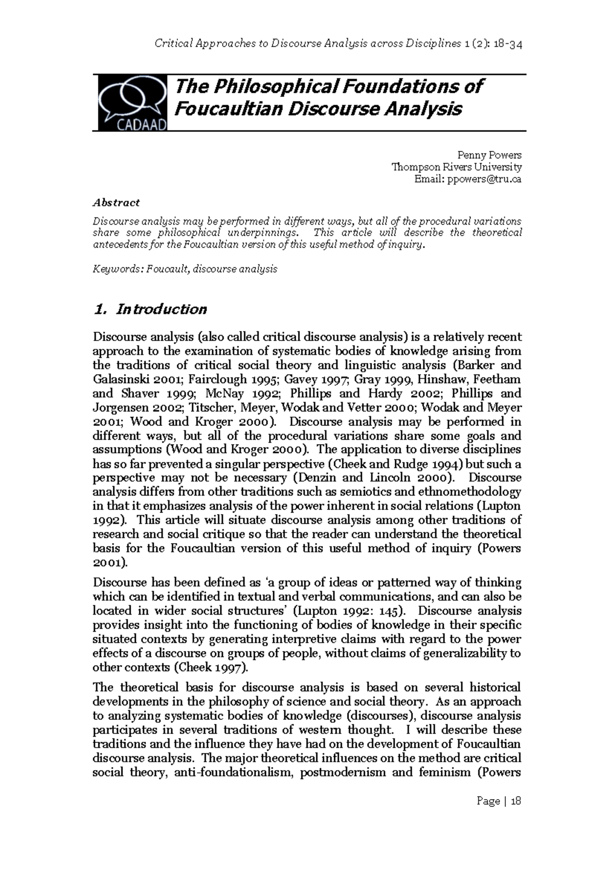 Critical Approaches to Discourse Analysis 1 (2): Foucault's Power ...
