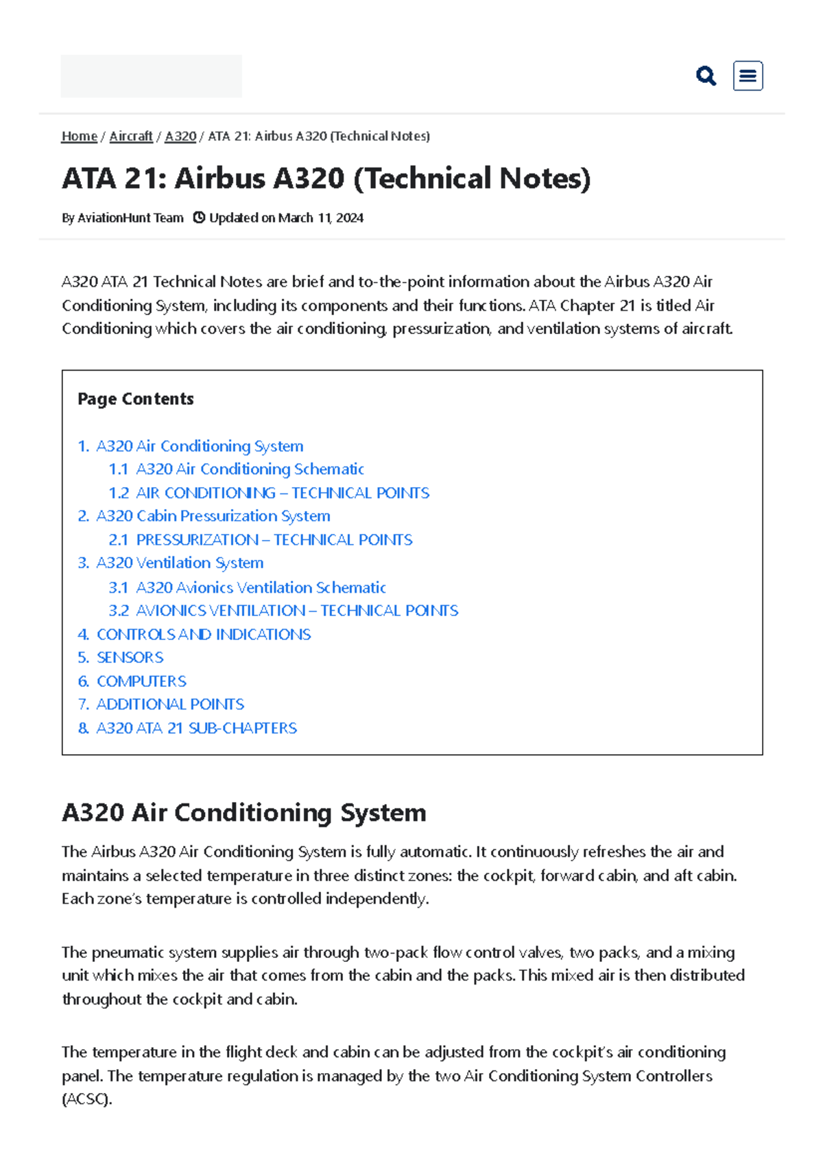 ATA 21 Airbus A320 Air Conditioning & Pressurization Technical Notes ...