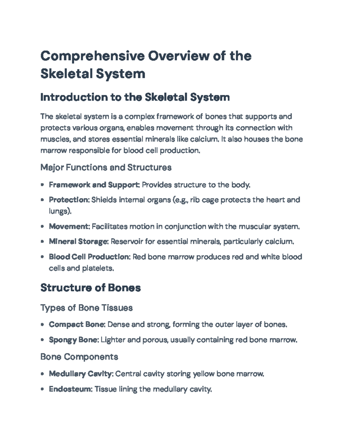 Overview of the Skeletal System: Structure, Function, and Pathologies ...