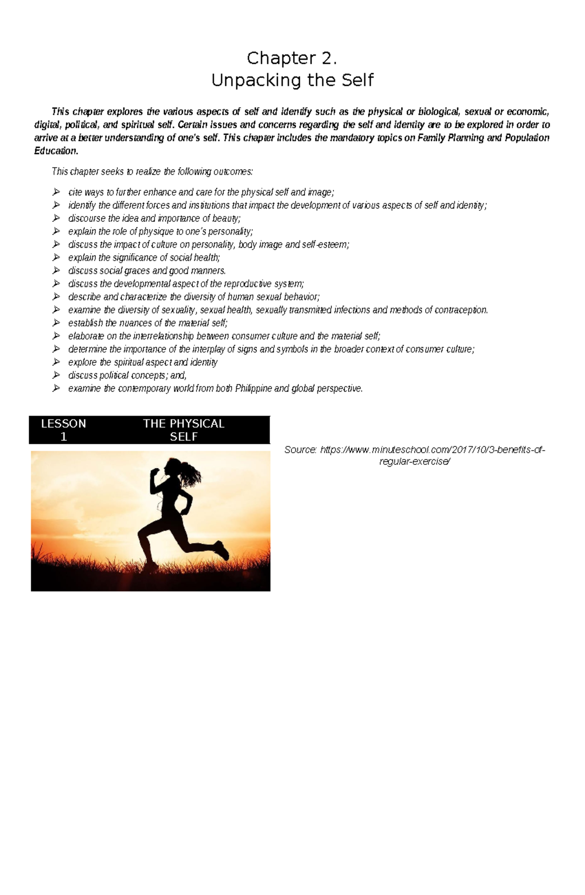Chapter 2: Unpacking the Self - The Physical Self (Midterm Module ...