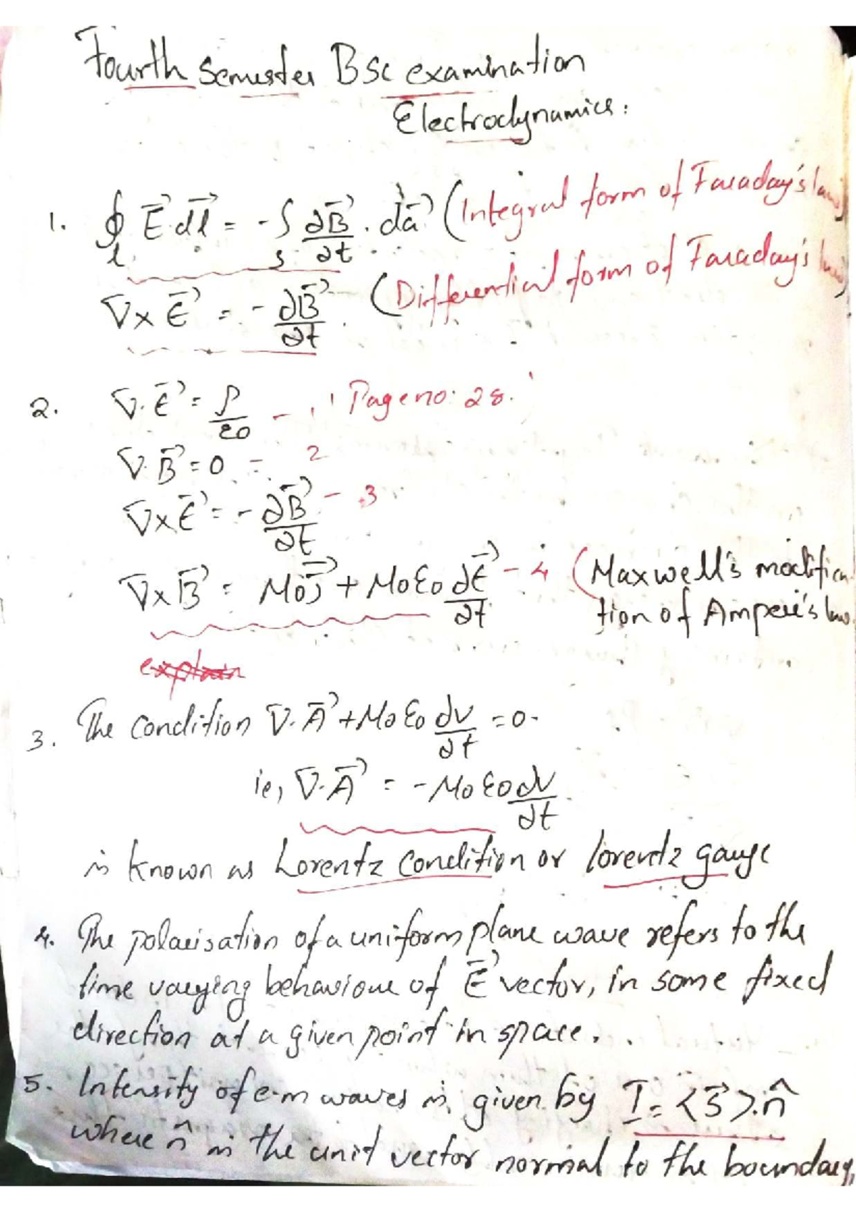 BSC 4th Sem Exam Notes: Electrodynamics Concepts & Formulas - Studocu