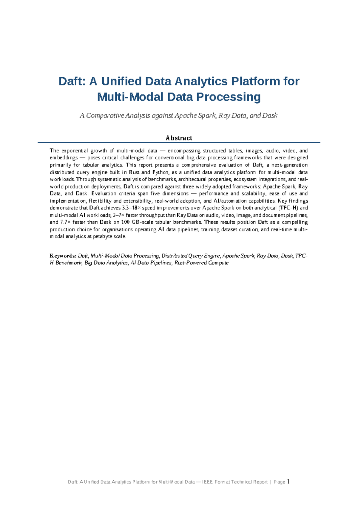 Daft: A Comparative Analysis of Data Processing Frameworks (IEEE) - Studocu