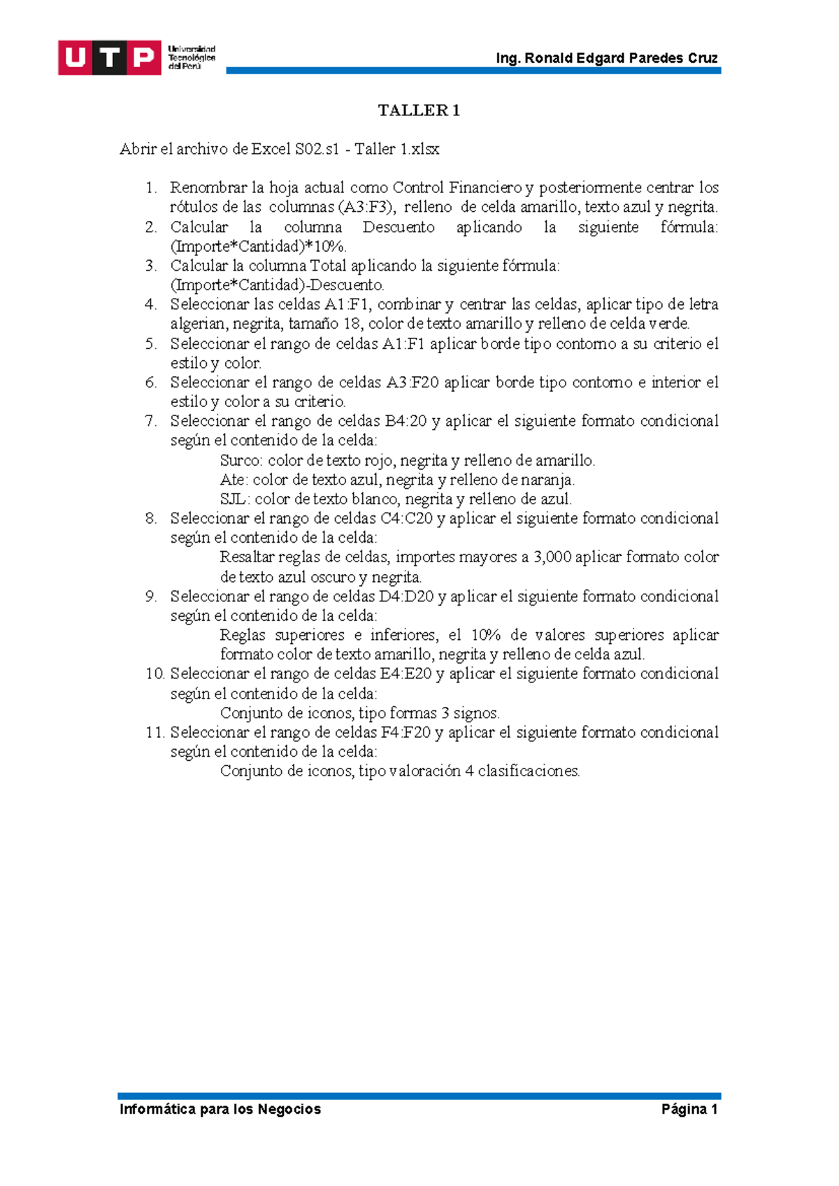 S02.S1 Taller 1: Control Financiero en Excel - Studocu