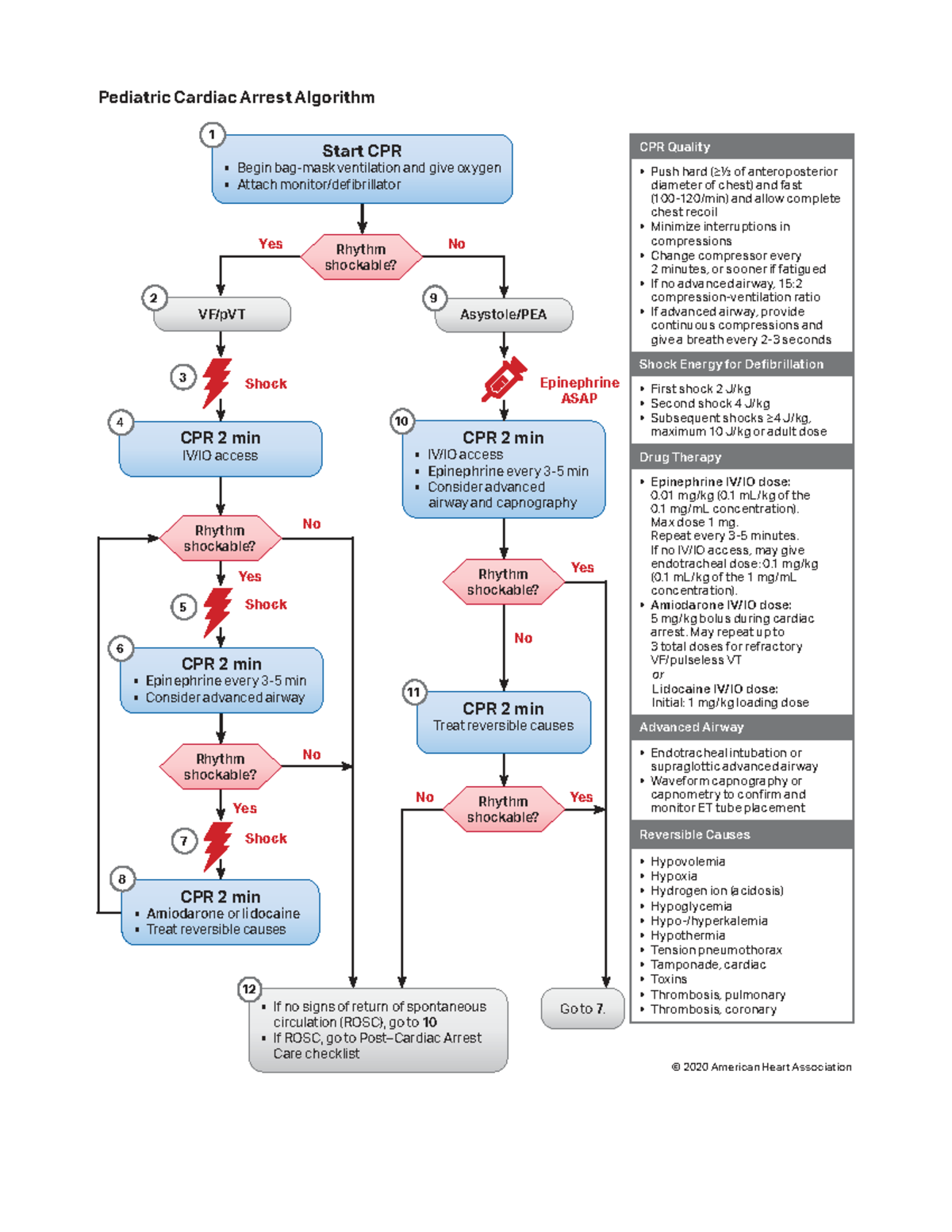 PALS CA 2007: Pediatric Cardiac Arrest Algorithm Guide - Studocu