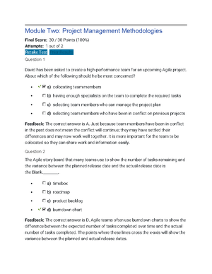 QSO 340 - Module 6 Assessment - Module Six: Scheduling Final Score: 30 / 30 Points (100% ...