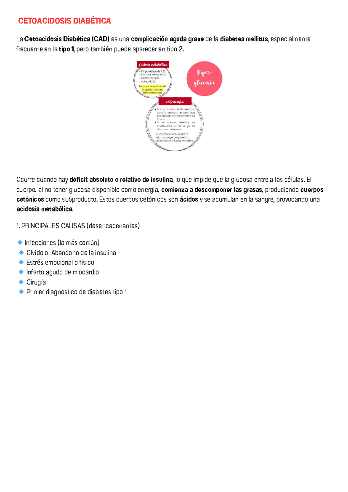 Cetoacidosis Diabética: Fisiopatología y Tratamiento (CAD) - Studocu