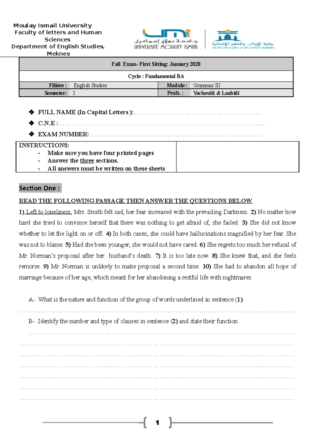S3 Grammar Resit Exam Notes - Moulay Ismail University 2021 - Studocu