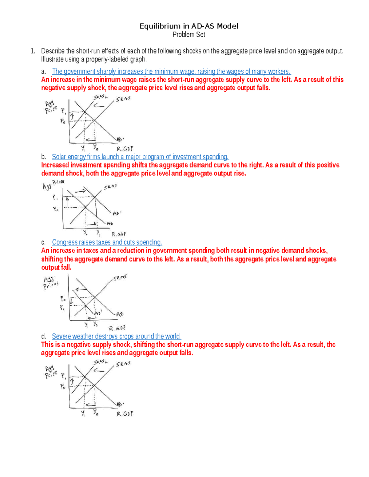 Lesson 36 OA: AD-AS Model Shocks and Equilibrium Effects - Studocu