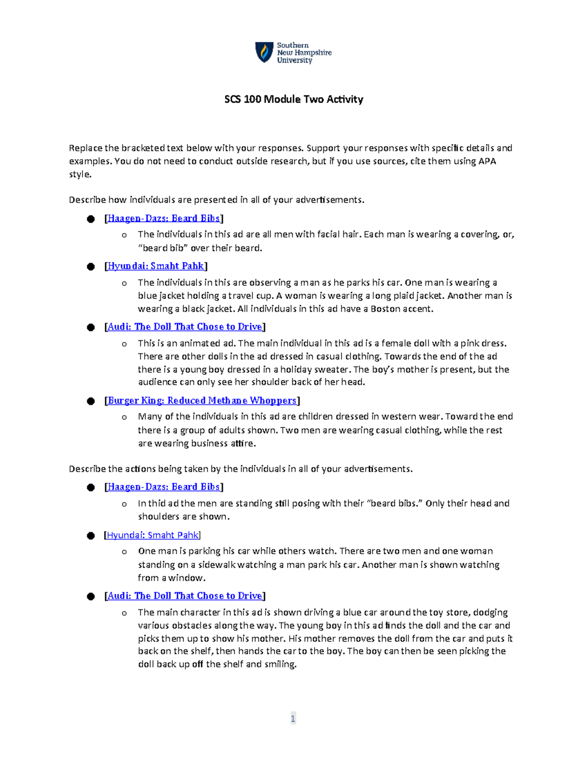 SCS 100 Module Two Activity - SCS 100 Module Two Activity Replace the ...
