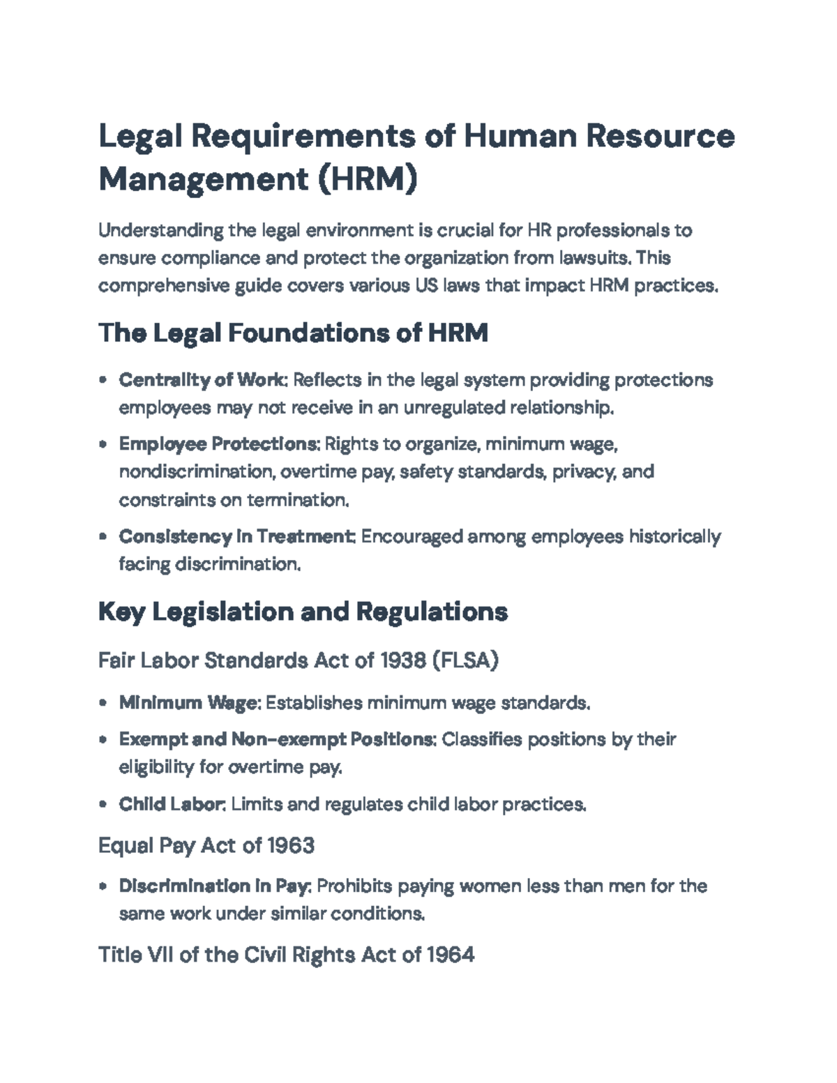Legal Requirements and Best Practices in Human Resource Management (HRM ...