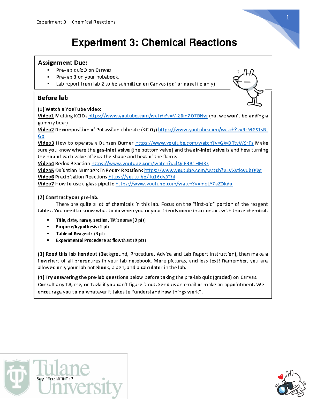 Experiment 3: Understanding Chemical Reactions - Lab Handout - Studocu