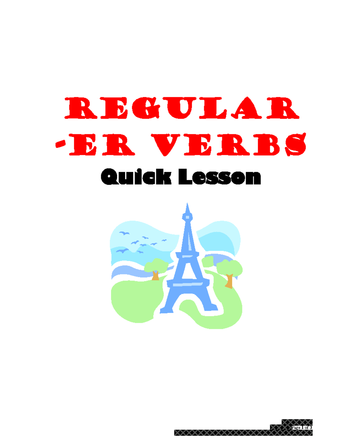 Regular ER Verbs Quick Lesson Notes (Updated) - Studocu