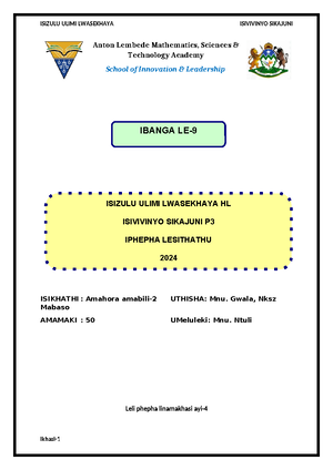 Isizulu lesson plan 5 umkhumbane sec - INOMBOLO YOHLELO 01/ ISAKHIWO ...