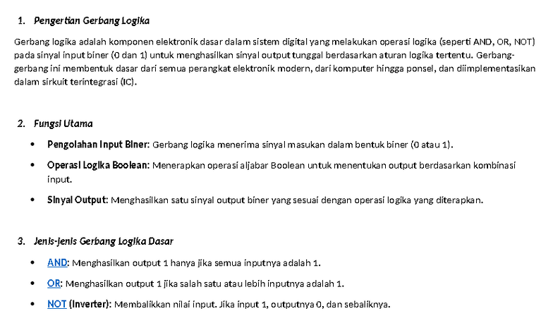 Pengertian dan Fungsi Gerbang Logika dalam Sistem Digital - Studocu